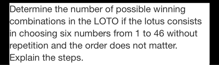 Solved Determine the number of possible winning combinations | Chegg.com