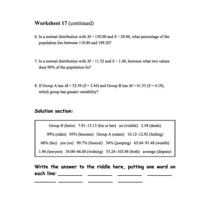Solved Worksheet 17 Another Look at the Standard Deviation | Chegg.com