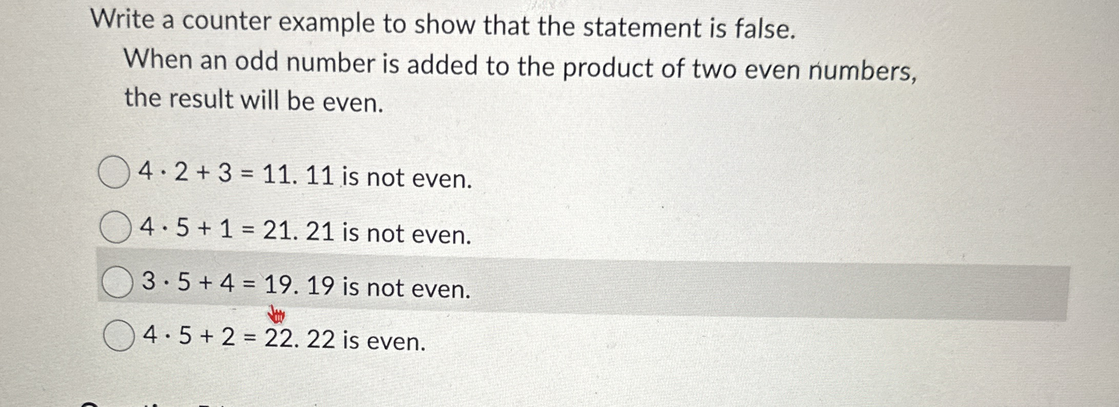 Solved Write a counter example to show that the statement is | Chegg.com