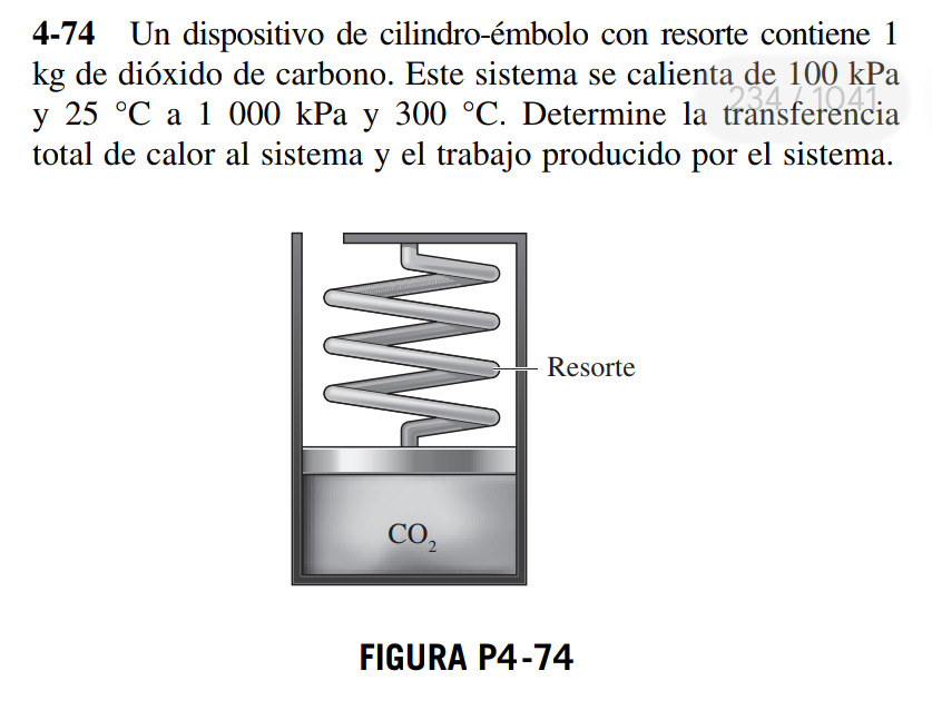 Solved 4-74Un dispositivo de cilindro-émbolo con resorte | Chegg.com