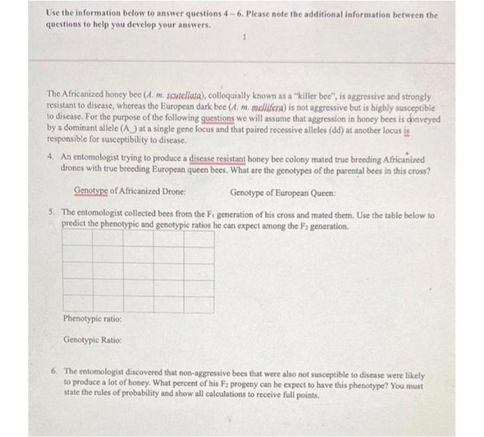 Solved Use the information below to answer questions 4−6. | Chegg.com