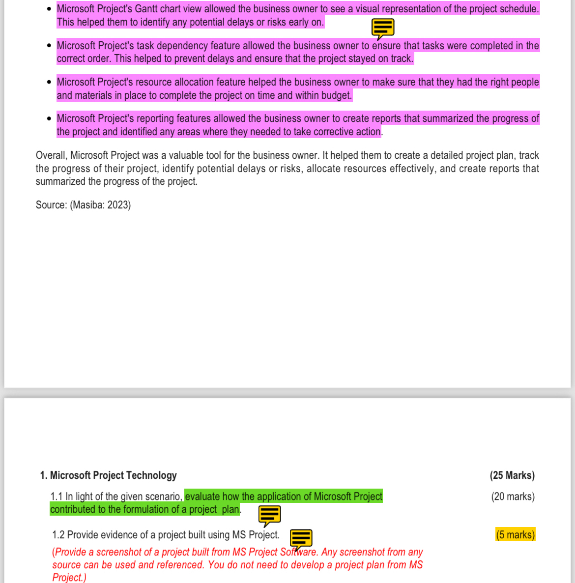 Solved Microsoft Project's Gantt chart view allowed the | Chegg.com