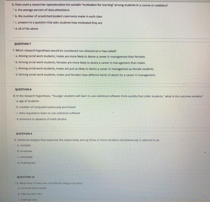 6. How could a researcher operationalize the variable | Chegg.com