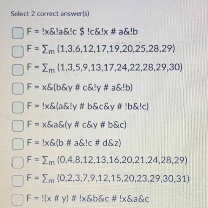 Solved Which of the below corresponds to the correct boolean | Chegg.com