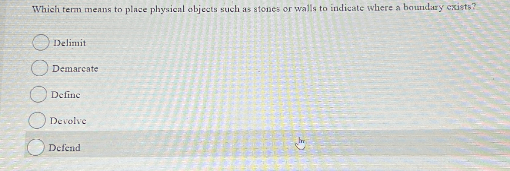 Solved Which term means to place physical objects such as | Chegg.com
