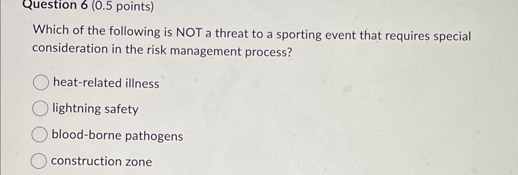 Solved Question 6 (0.5 ﻿points)Which of the following is NOT | Chegg.com
