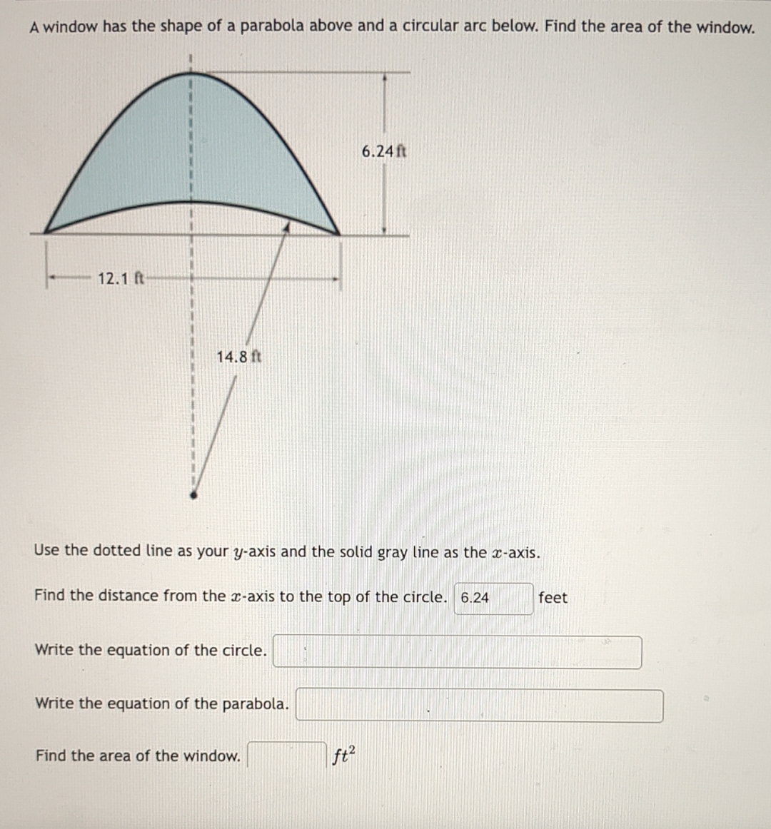 Solved A window has the shape of a parabola above and a | Chegg.com