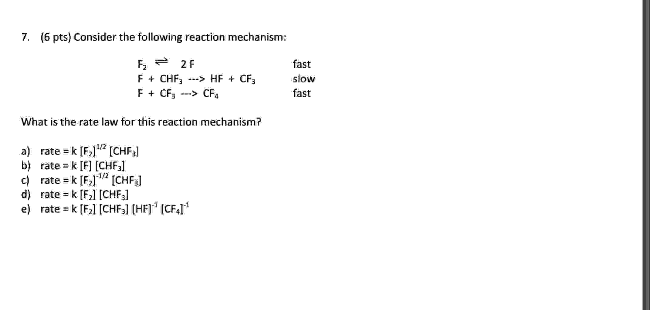 Solved Consider the following reaction:(6 ﻿pts) ﻿Consider | Chegg.com
