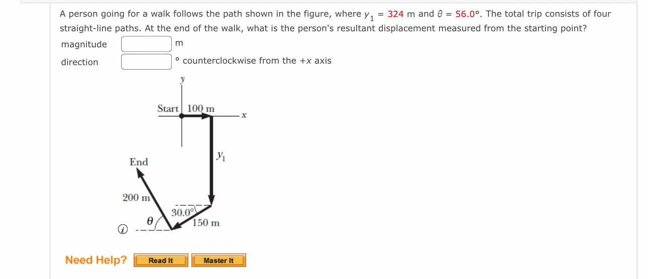 Solved A person going for a walk follows the path shown in | Chegg.com