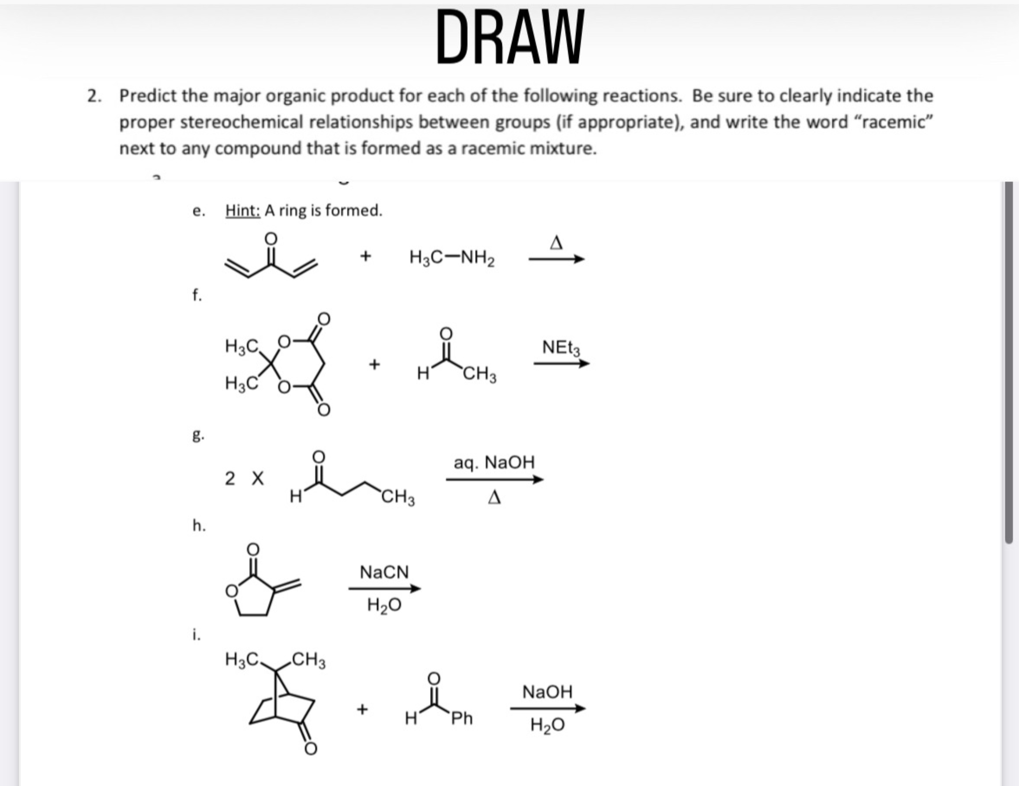 Solved DRAW!Predict the major organic product for each of | Chegg.com