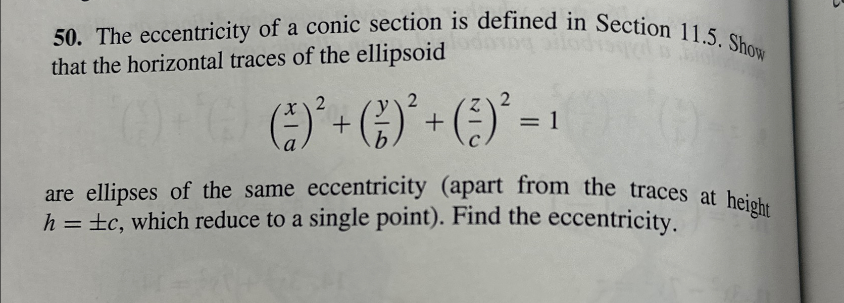 Solved The eccentricity of a conic section is defined in | Chegg.com