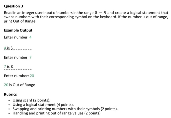 Solved Question 3 Read In An Integer User Input Of Numbers