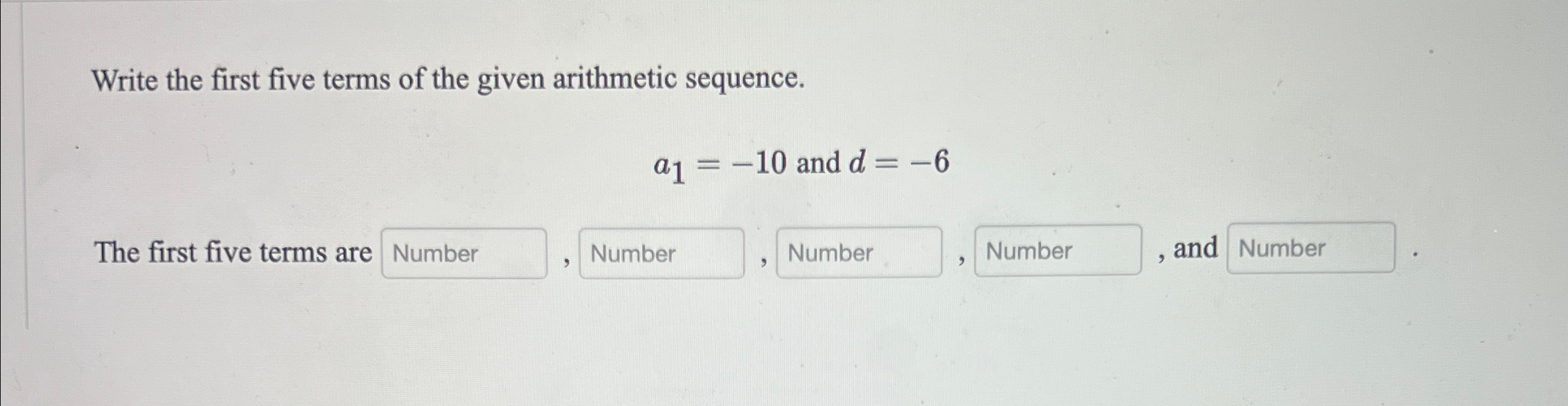 Solved Write the first five terms of the given arithmetic | Chegg.com