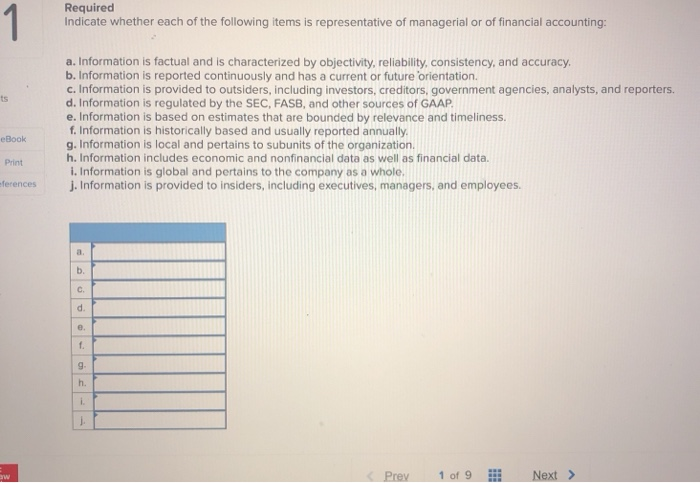 Solved 2 Required Use the following table to classify each | Chegg.com