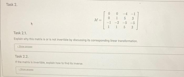 Solved Consider each of the following matrices. Task 1. | Chegg.com