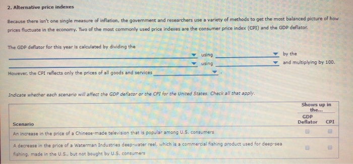 Solved 2. Alternative price indexes Because there isn't one | Chegg.com