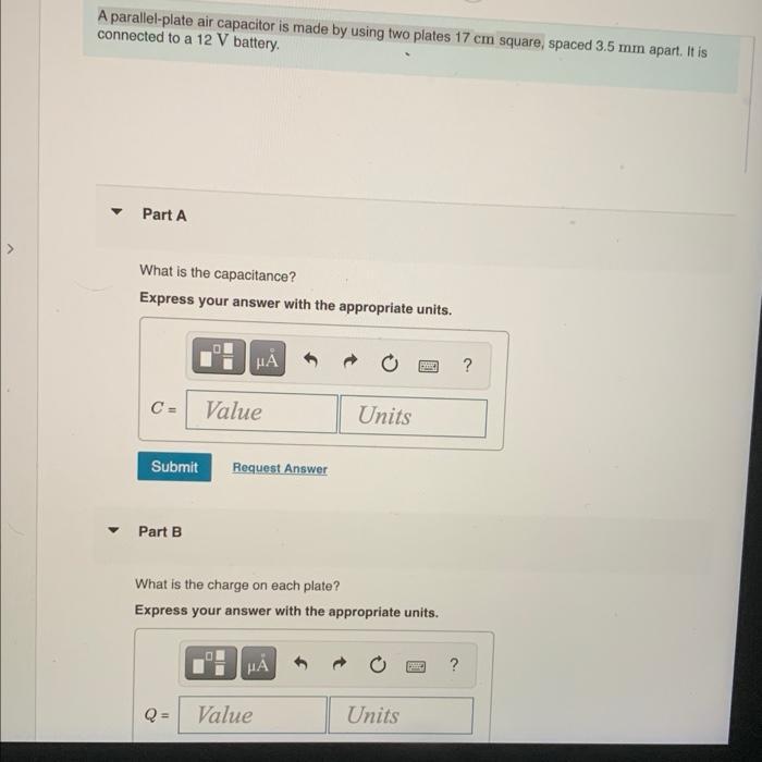 Solved A parallel-plate air capacitor is made by using two | Chegg.com