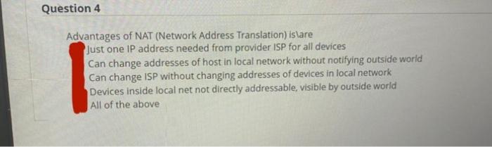 Solved Advantages of NAT (Network Address Translation) is | Chegg.com