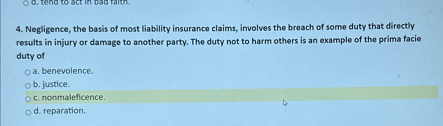 Solved Negligence, the basis of most liability insurance | Chegg.com