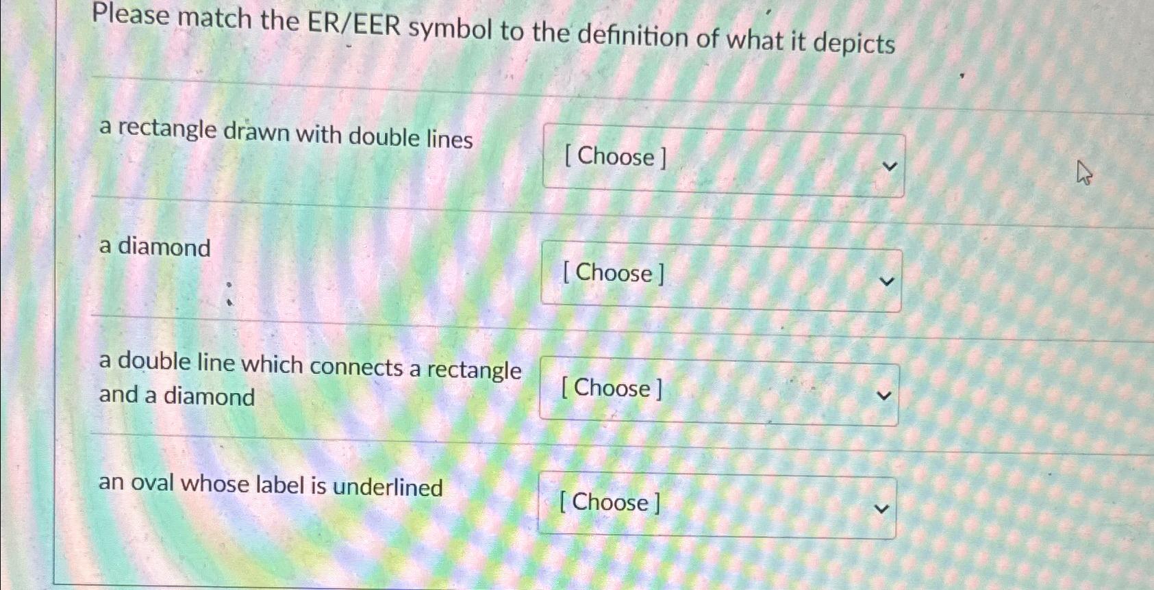 Solved Please match the ER/EER symbol to the definition of | Chegg.com
