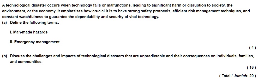 Solved A technological disaster occurs when technology fails | Chegg.com