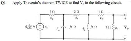 Solved Apply Thevenin's theorem TWICE to find Vo in the | Chegg.com