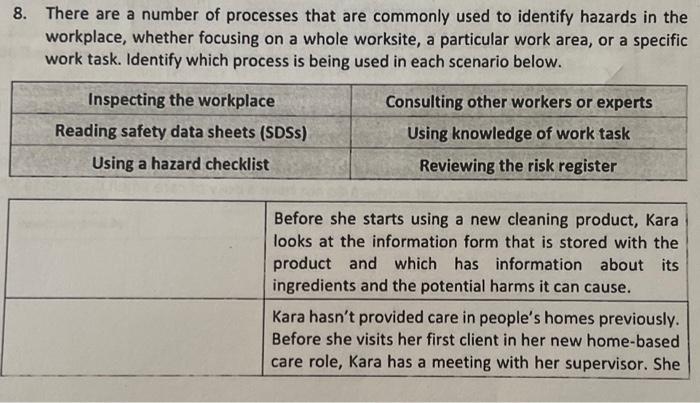 Solved 8. There are a number of processes that are commonly | Chegg.com