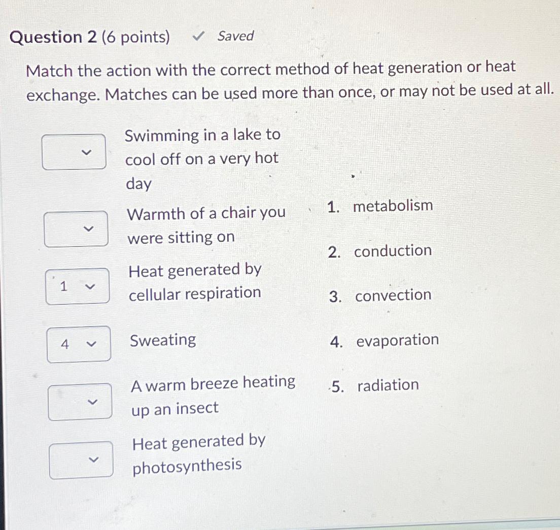Solved Question 2 ( 6 ﻿points) ﻿SavedMatch the action with | Chegg.com