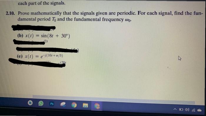 Solved each part of the signals. 2.10. Prove mathematically | Chegg.com