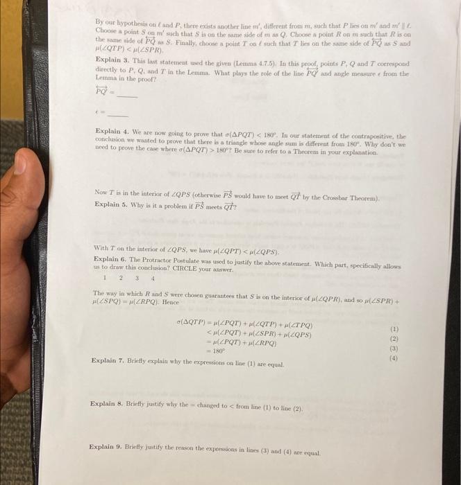 Postulate (Euclidean Parallel Postulate). For every | Chegg.com