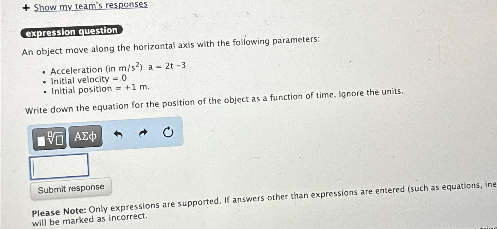 Solved Show my team's responsesexpression questionAn object | Chegg.com
