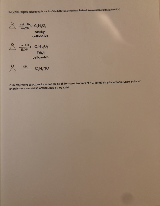 Solved 6. (6 pts) Propose structures for each of the | Chegg.com