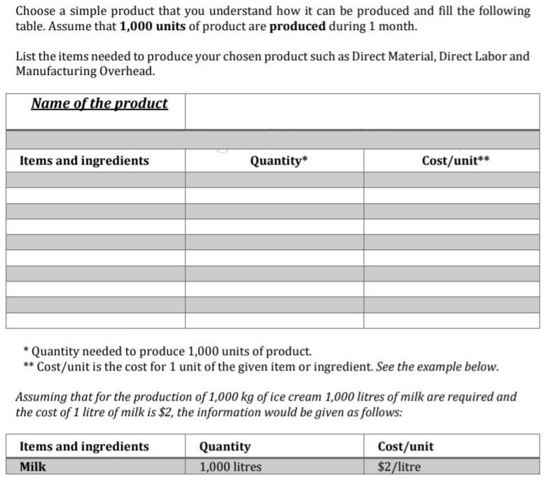 Solved Choose a simple product that you understand how it | Chegg.com