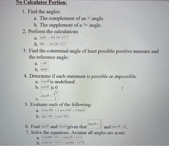 Solved 1. Find the angles: a. The complement of an 8 angle. | Chegg.com