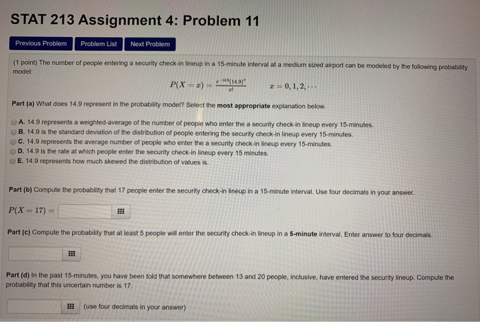 Solved Stat 213 Assignment 4 Problem 11 Previous Problem 8088