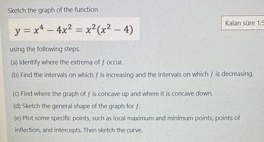 Solved Sketch the graph of the function y=x4−4x2=x2(x2−4) | Chegg.com