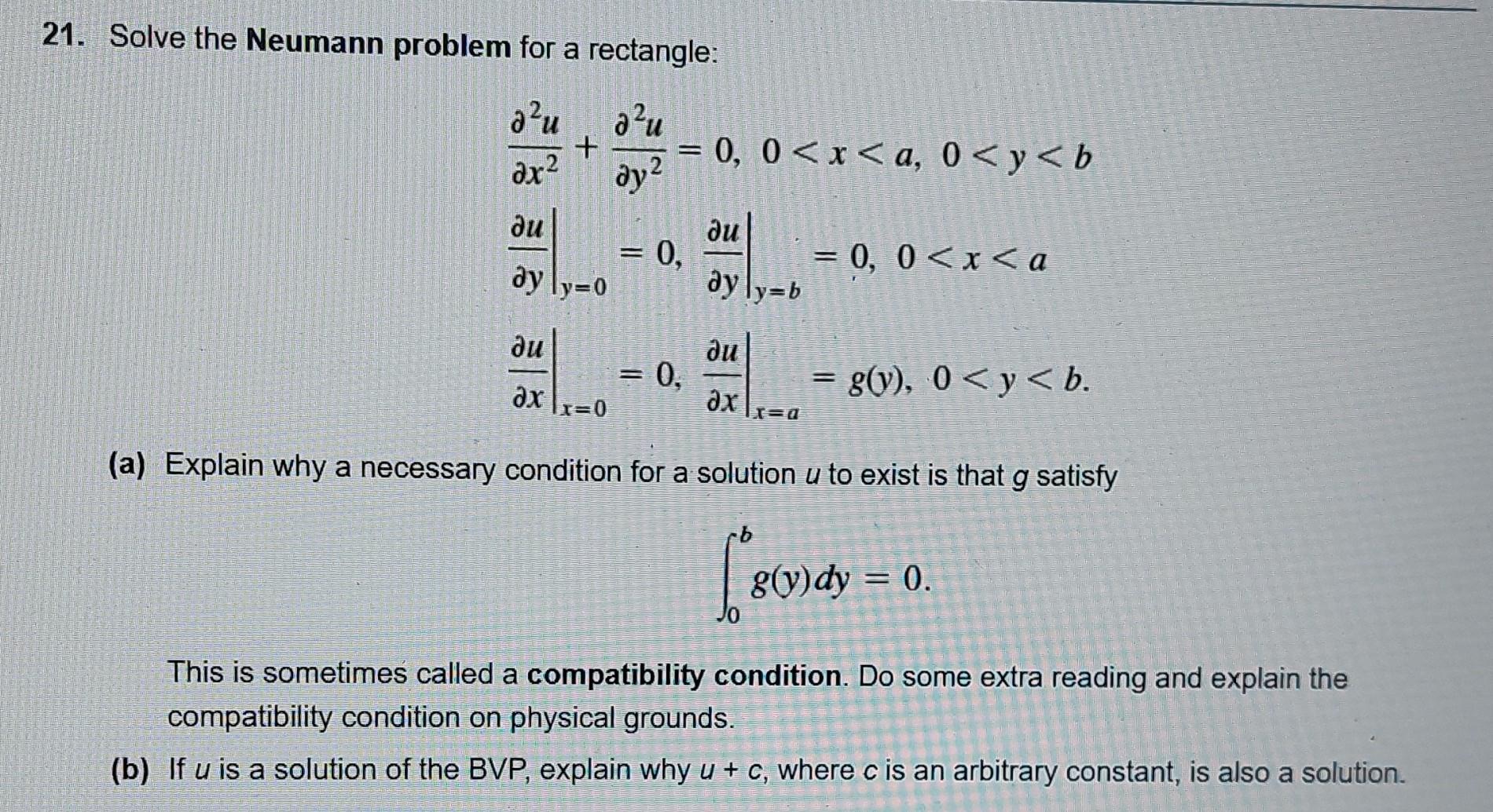 Solved 21. Solve the Neumann problem for a rectangle: | Chegg.com