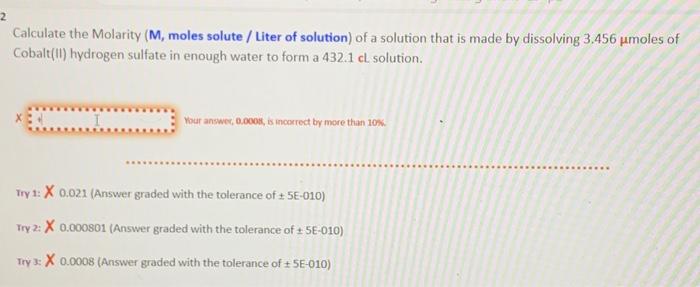Solved Calculate the Molarity ( M, moles solute / Liter of | Chegg.com