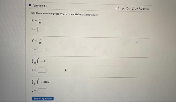 Solved Use the one-to-one property of exponential equations | Chegg.com
