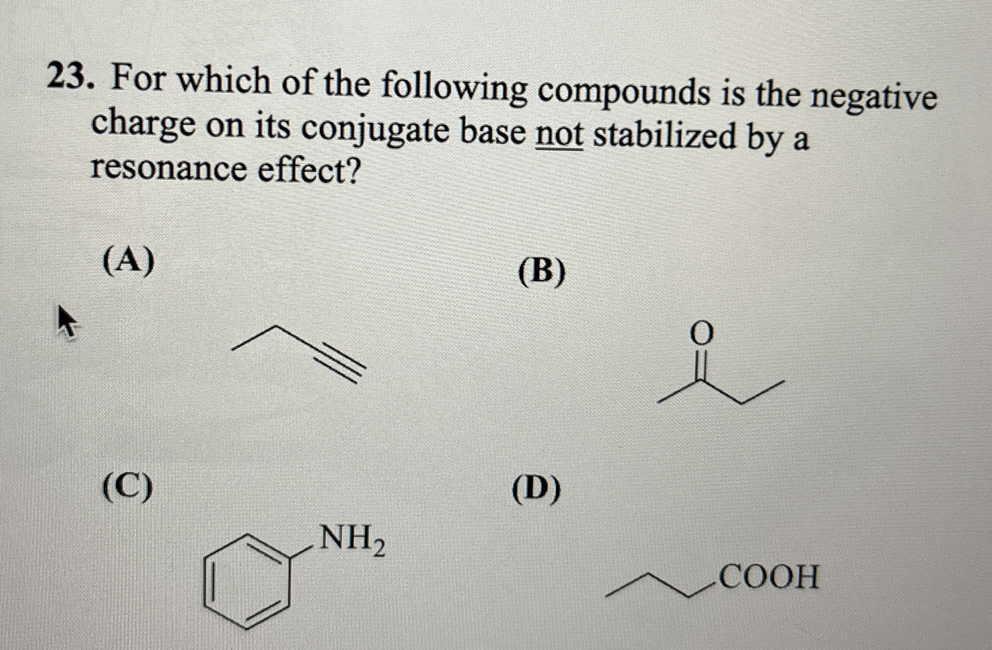 Solved For which of the following compounds is the negative | Chegg.com