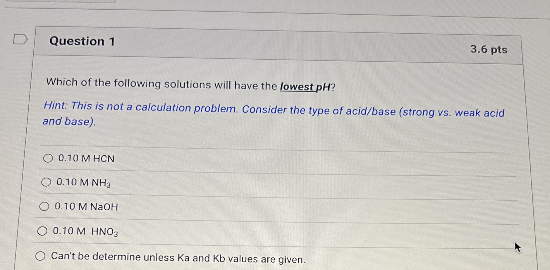 Solved Question 13.6 ﻿ptsWhich of the following solutions | Chegg.com