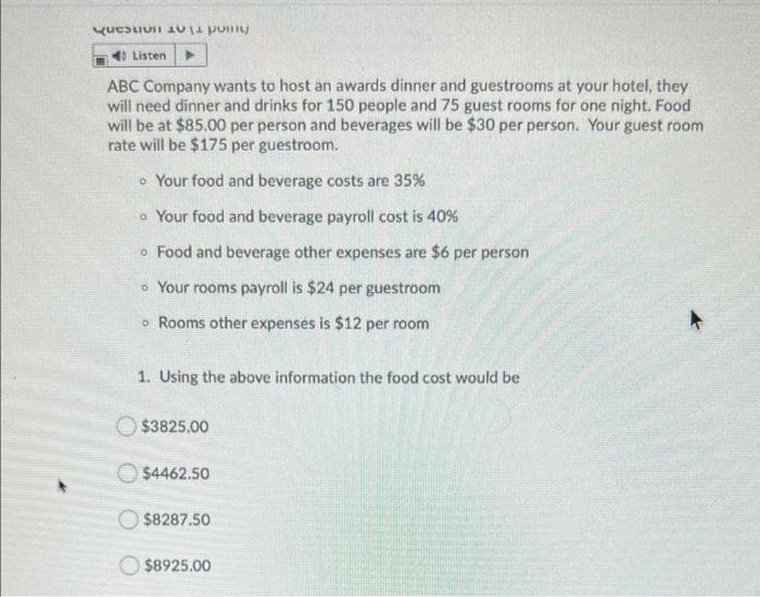 Solved Question 101 pomy Listen ABC Company wants to host an | Chegg.com