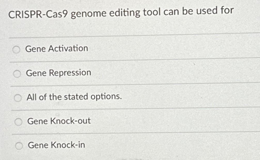 Solved CRISPR-Cas9 ﻿genome editing tool can be used forGene | Chegg.com