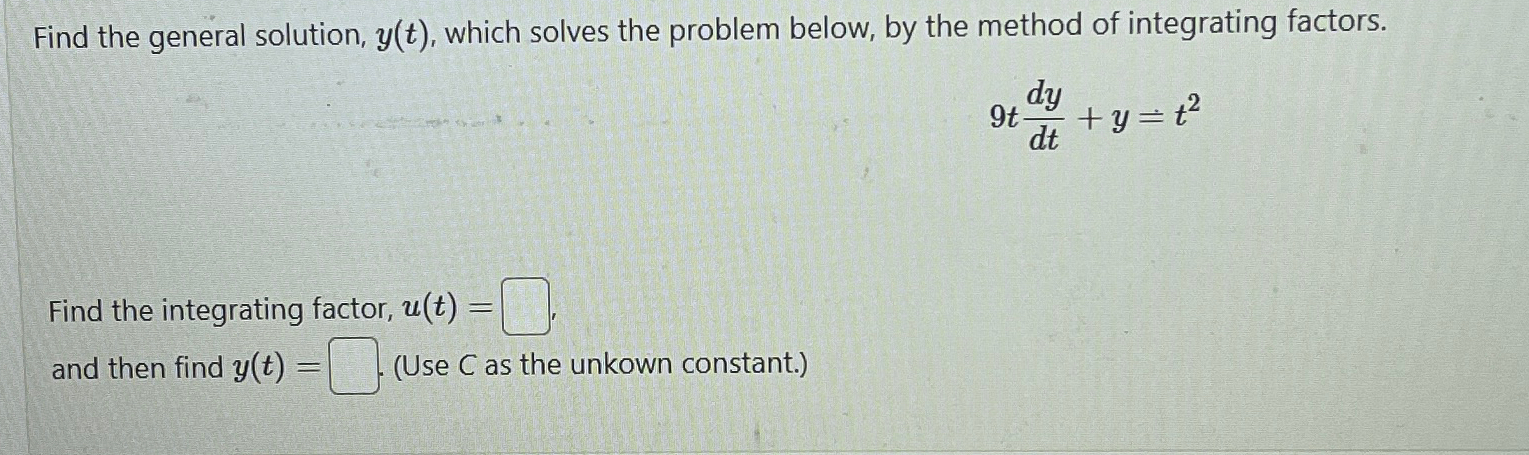 Find the general solution, y(t), ﻿which solves the | Chegg.com