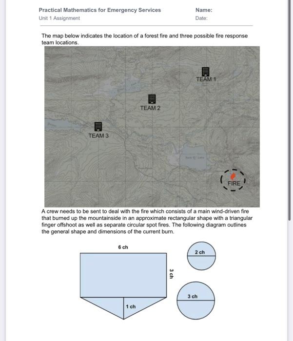 Solved The map below indicates the location of a forest fire | Chegg.com