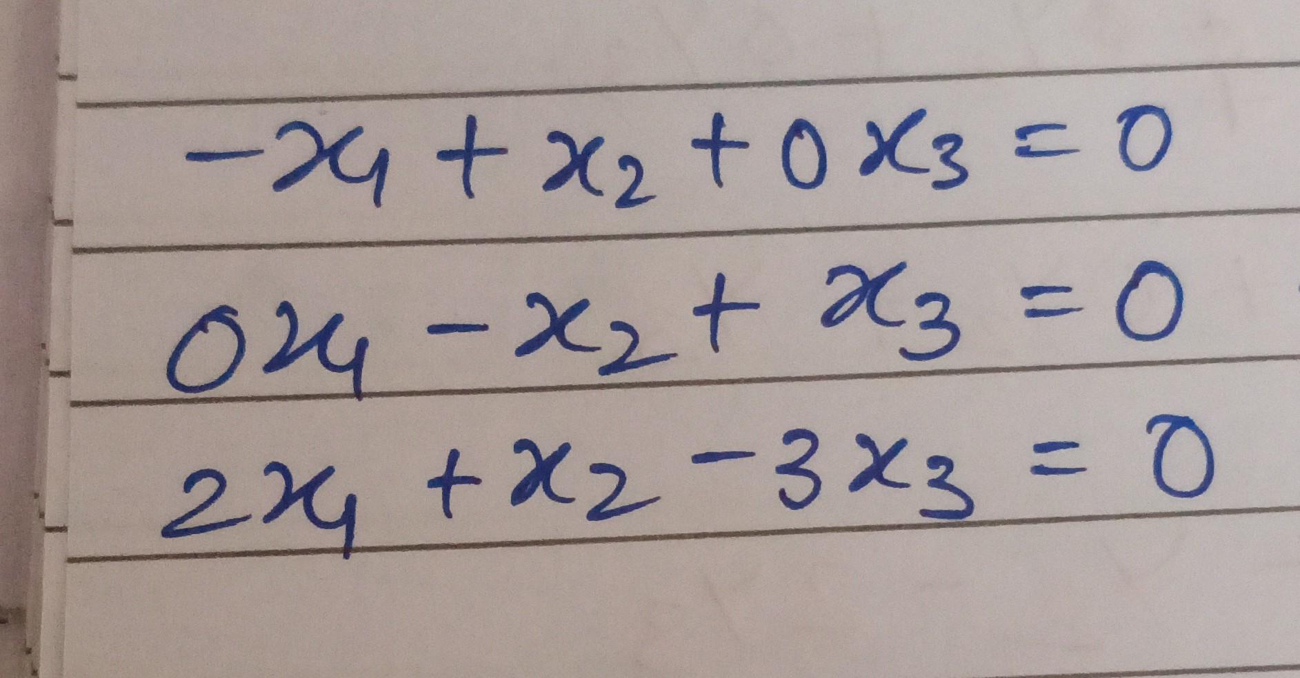Solved −x1+x2+0x3=00x1−x2+x3=02x1+x2−3x3=0 | Chegg.com