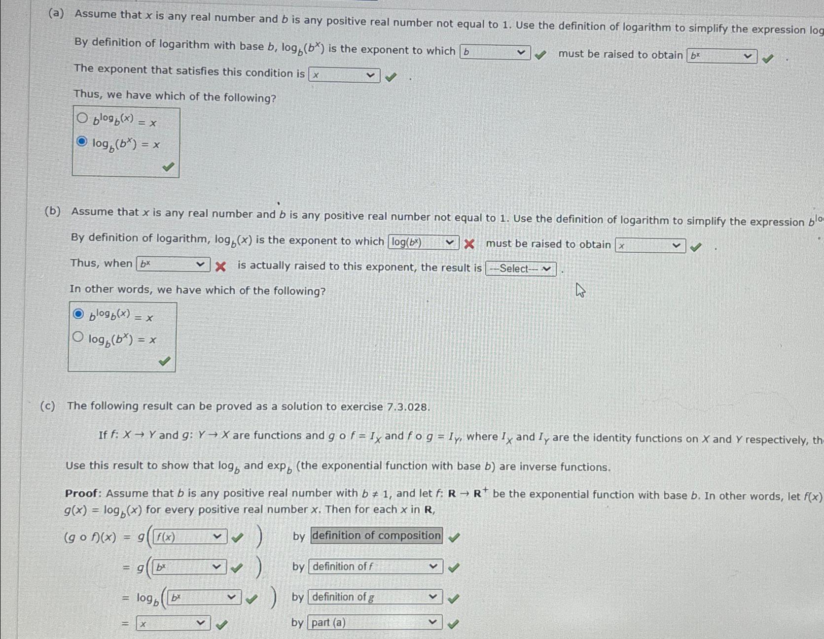 Solved (a) ﻿Assume that x ﻿is any real number and b ﻿is any | Chegg.com