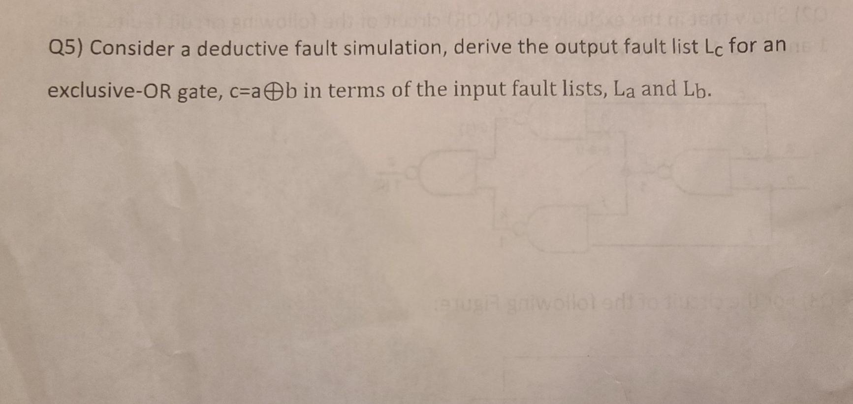 Solved Q5 Consider A Deductive Fault Simulation Derive The