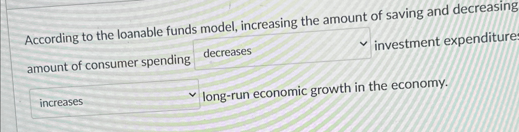 Solved According to the loanable funds model, increasing the | Chegg.com
