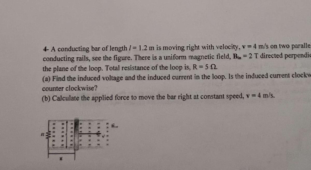 Solved A conducting bar of length l=1.2m ﻿is moving right | Chegg.com